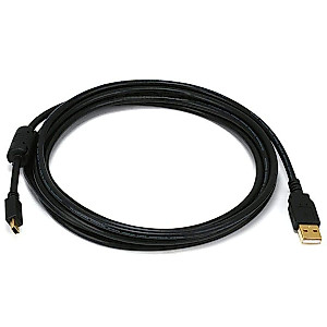 Monoprice USB 2.0 Type-A Male to Mini-B 5pin Male Cable - with Ferrite Core, Gold Plated, 28/24AWG, 6 Feet, Black