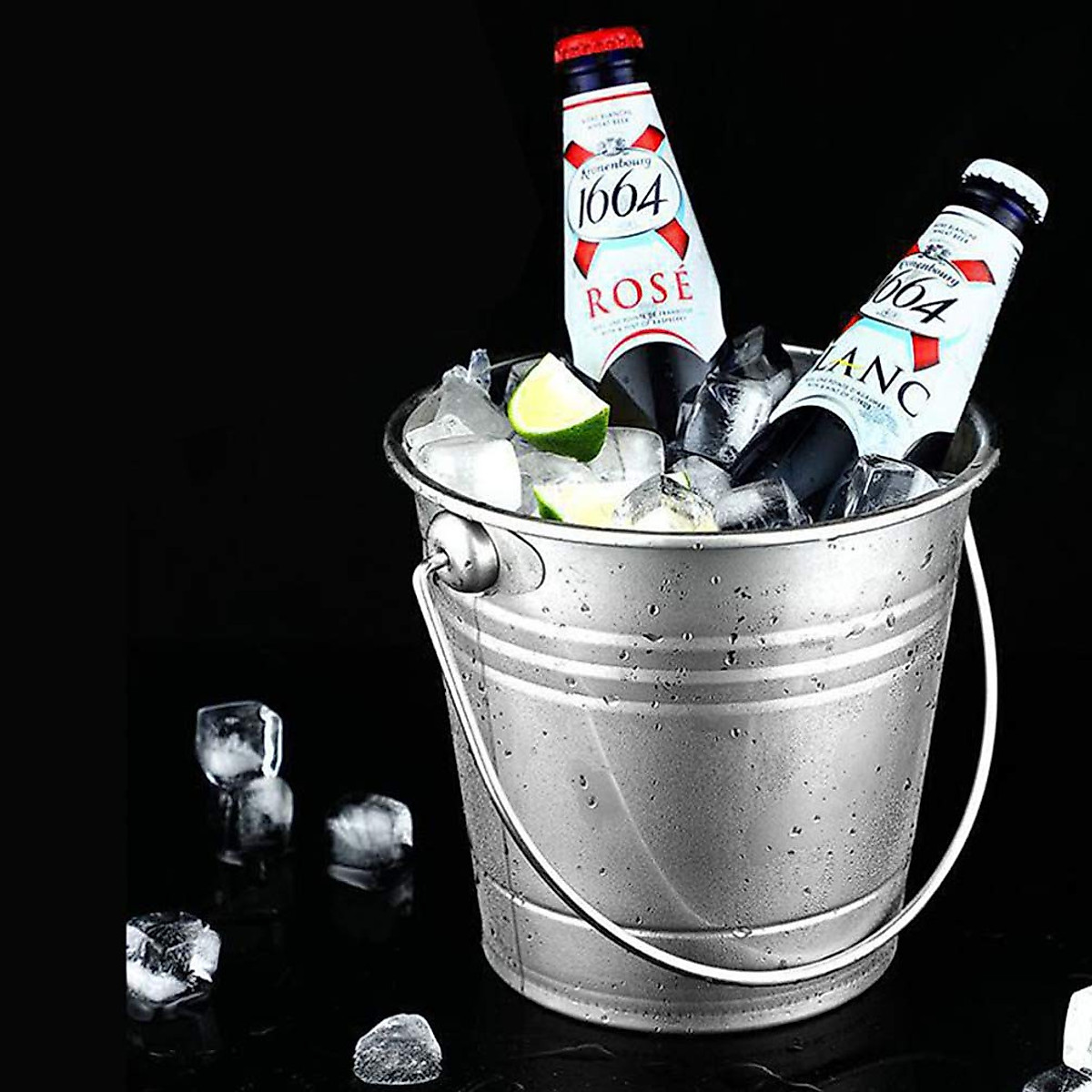 DOITOOL Stainless Steel Ice Bucket Small Metal Buckets Champagne Wine Bucket Small Pails with Handles for Party Favors Candy Centerpieces Bar Supplies Without Borneol