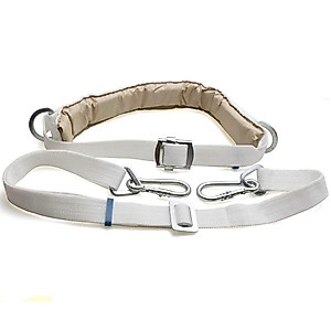 HUAWELL Safety Belt with Two Side Adjustable Lanyard,Cement Pole & Tree Climbing Construction Harness Protective Gear, Personal Protection Fall Arrest Kit (White)