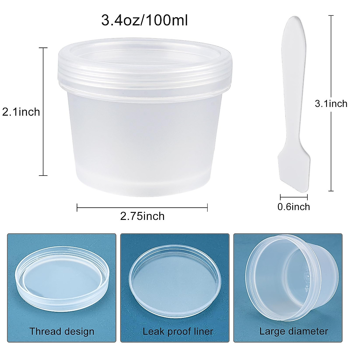 Cosywell Plastic Cream Jars 3.4oz/100ml Travel Containers for Toiletries Empty Cosmetic Pot Jars 4 Pieces Refillable TSA Approved Leak-proof Travel Size Accessories with Lids（Clear）