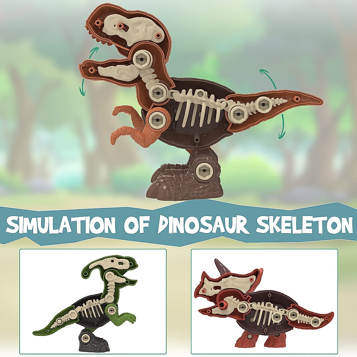 Batlofty Dinosaur Toys for 3 4 5 6 7 Year Old, Take Apart Dinosaur Toys with Electric Drill, STEM Construction Educational Toys with Skeleton, Birthday Christmas Easter Gift for Boys Girls