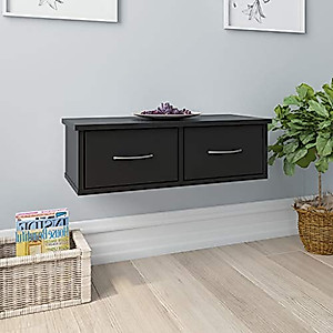 Youuihom Floating Shelf Wall Mount, Storage Shelf for Bedroom, Living Room, Bathroom, Kitchen, Office,Wall-Mounted Drawer Shelf Black 23.6"x10.2"x7.2" Chipboard