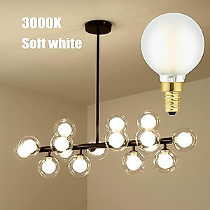 Duoled G16.5 Light Bulb LED,Dimmable Frosted led Bulb e12 g16 1/2 led Candelabra Bulb 40w led Edison Bulb,Soft White 3000K 400lm,Type G Globe Shape E12 Base for Chandelier,Vanity Light Bulbs,6 Count