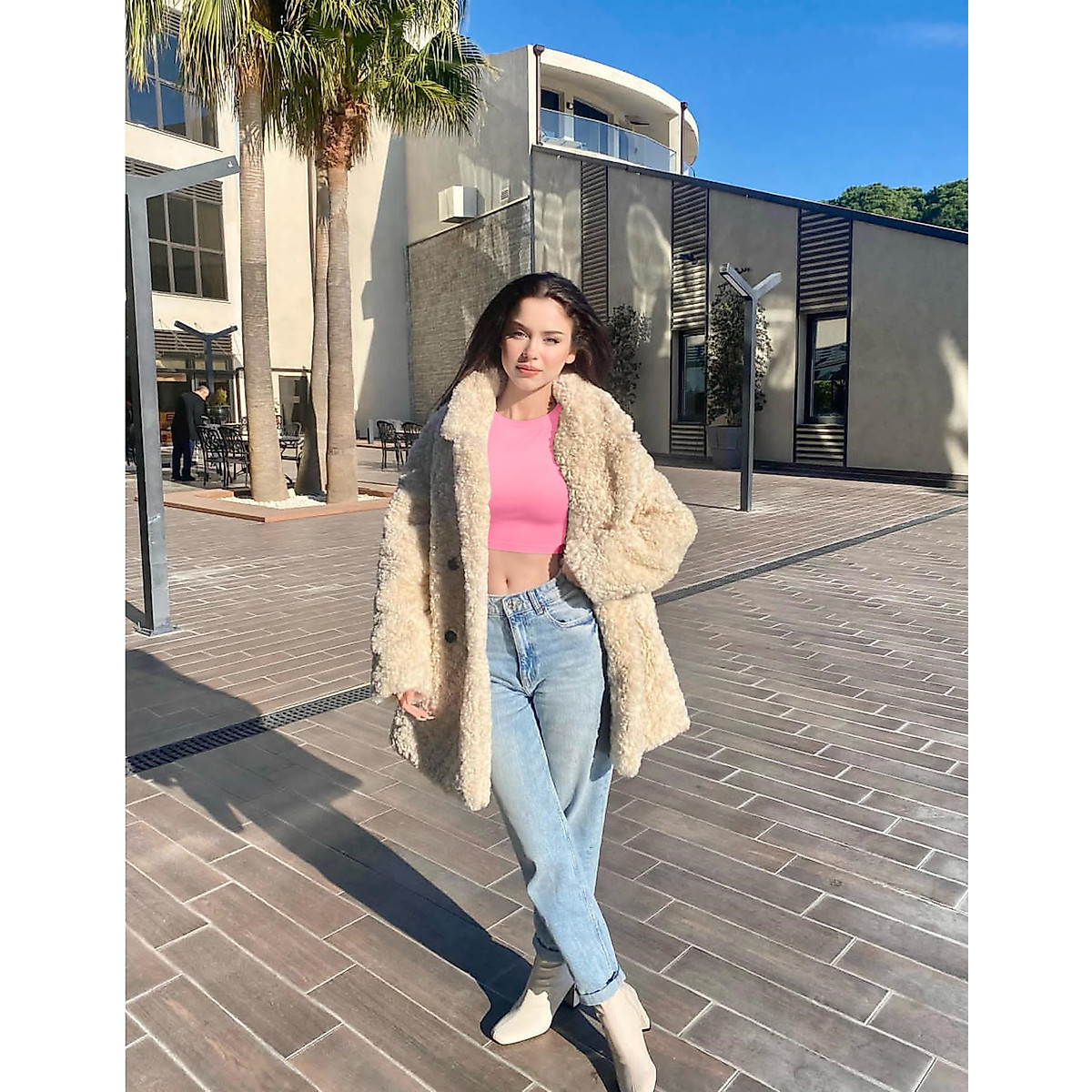 OQQ Women 3 Piece Crop Tops Long Sleeve Crew Neck Stretch Fitted Underscrubs Shirts Crop Tops Black White Candypink