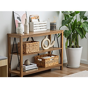 StorageWorks Jumbo Rectangular Wicker Basket, Storage Basket with Built-in Handles