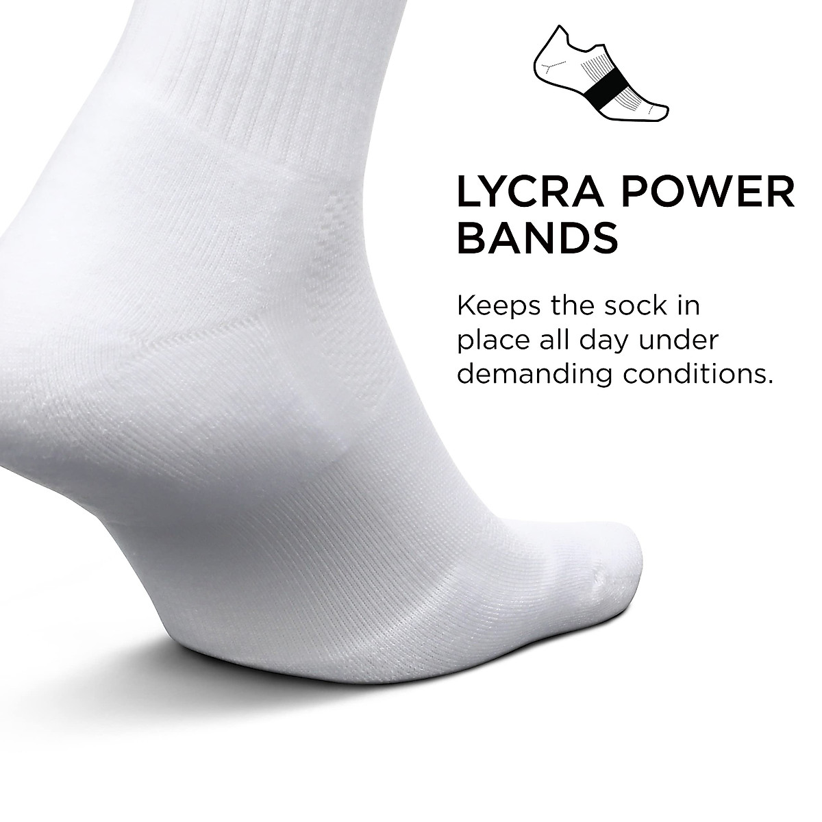 Feetures Unisex High Performance Cushion Crew Sock (Large, White)