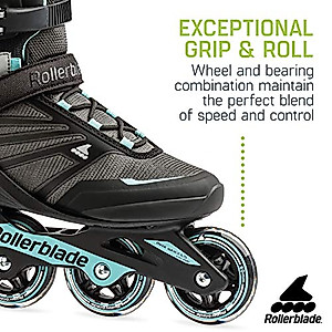 Rollerblade Zetrablade Women's Adult Fitness Inline Skate, Black/Light Blue, US Women's 10