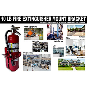 Heavy Duty 10 LB Fire Extinguisher Mount Bracket for Vehicle and Building for 10lb Dry and/or 5lb Co2 5.25" Diameter, Generic for 809 by amerex