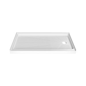 CKB 60 in. L x 30 in. W Right Drain Shower Base, Single Threshold Shower Pan with Slip Resistant Textured Surface, White