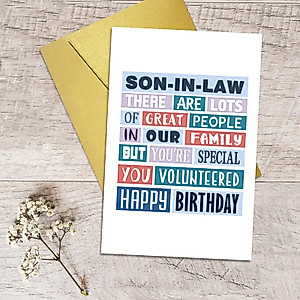 Qiliji Funny Son-In-Law Birthday Card, Happy Birthday Card for Son In Law, Bday Gift for Son In Law, You Are Special You Volunteered To Be In Our Family