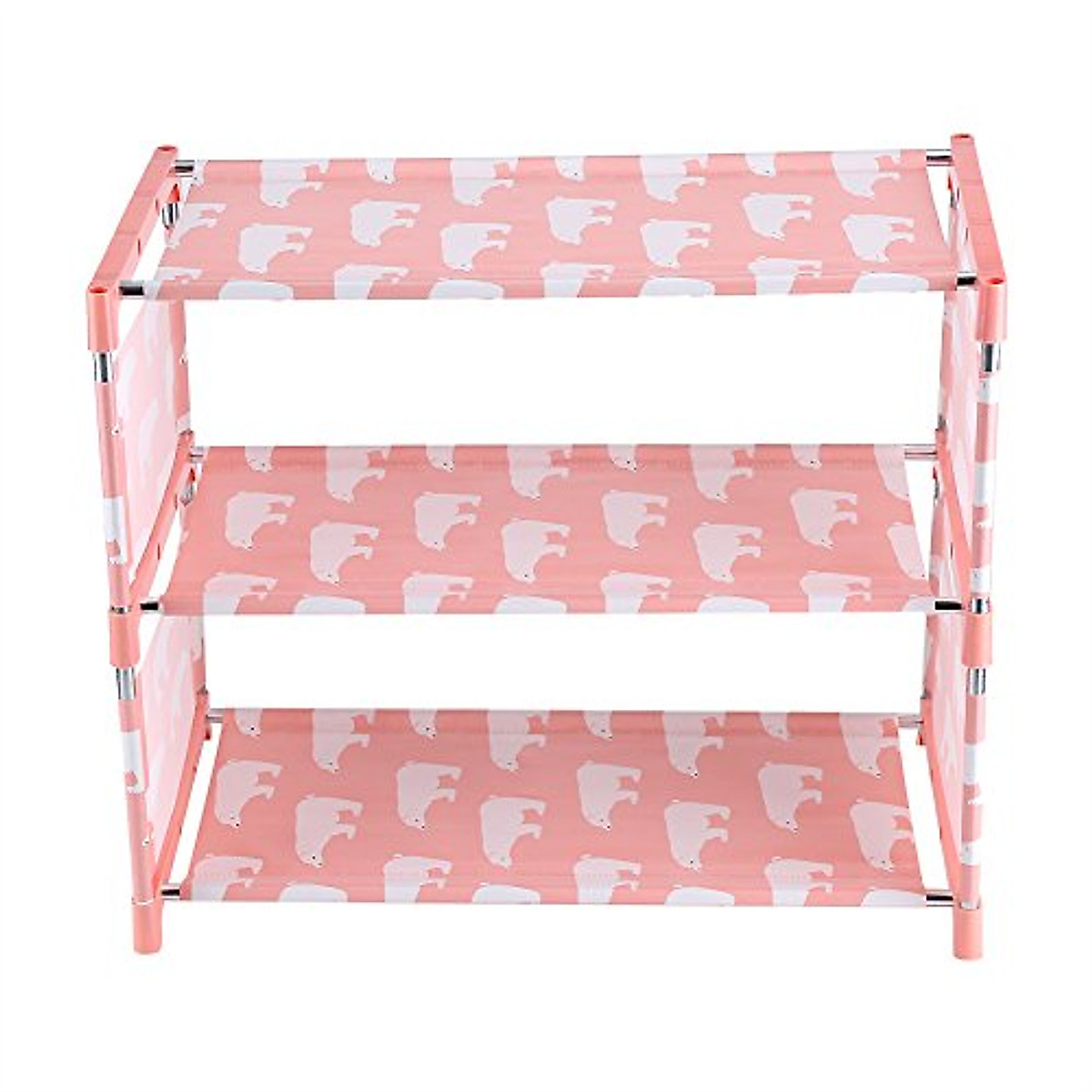 Fdit 3 Tier Stackable Shoe Shelves Portable Shoe Tower Closet Rack Storage Cabinet Boot Organizer Shoe Stand for Slippers Sneakers High Heels(Pink)