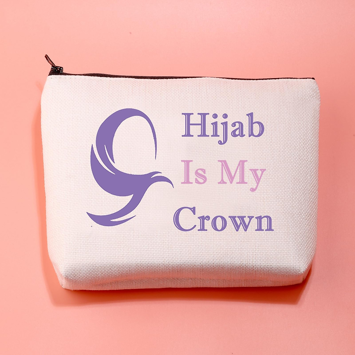 JXGZSO Islamic Religion Gift Hijab Is My Crown Cosmetic Organizer Muslim Women Make Up Bag Hijab Themed Gift