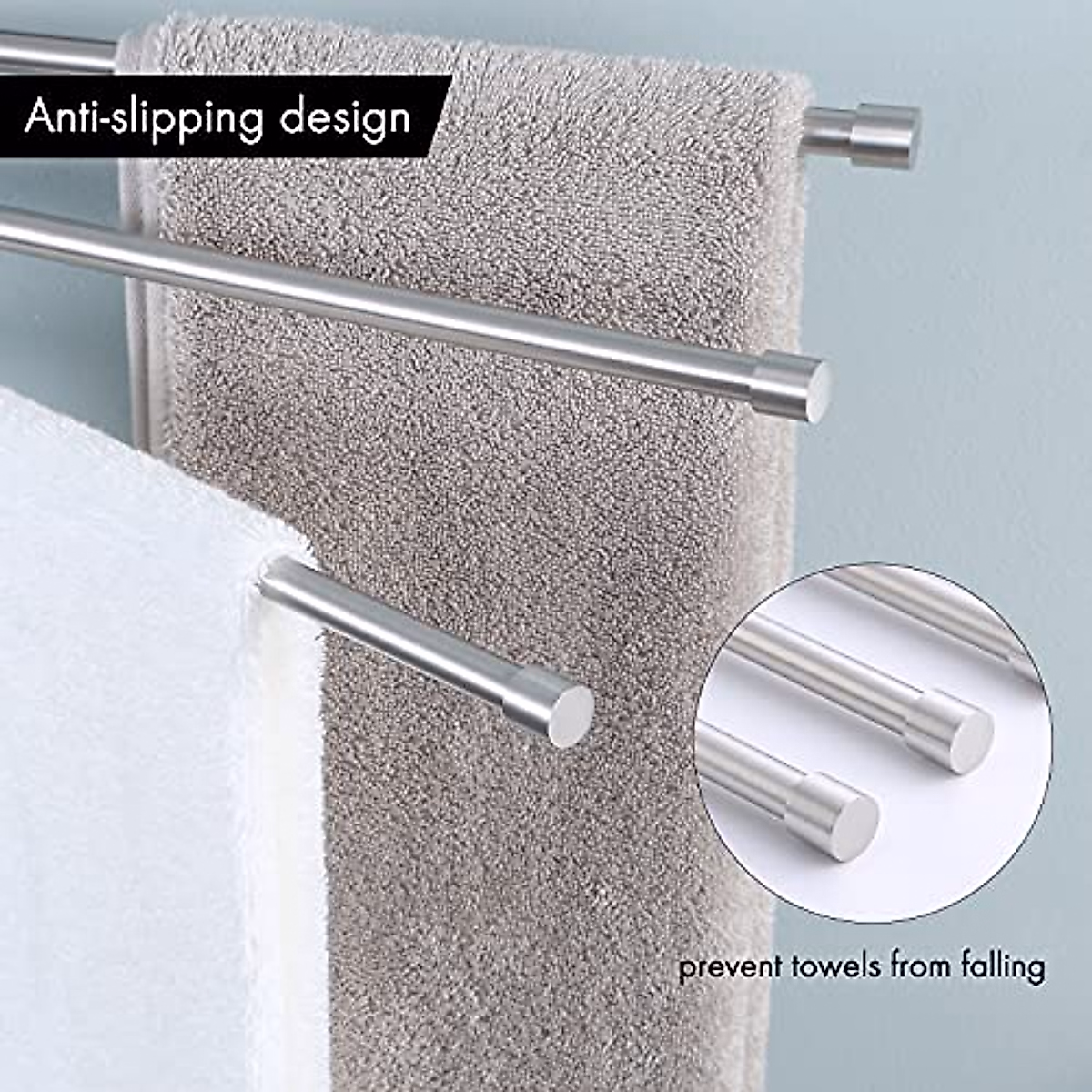 KES Swivel Towel Rack, Bathroom Swivel Towel Bar Swing Out Towel Holder 4-Arm Multiple Towel Rack 13.8 Inch Space Saving SUS 304 Stainless Steel Wall Mount Brushed Finish, A2102S4-2