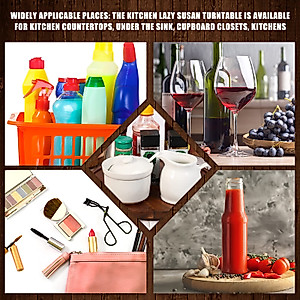 2 Pack Acacia Wood Lazy Susan Organizer 12 Inch 9 Inch Wooden Lazy Susan Turntable Non Skid Rotating Kitchen Tray for Counter Kitchen Turntable Storage for Cabinet Pantry Countertop Bathroom Table