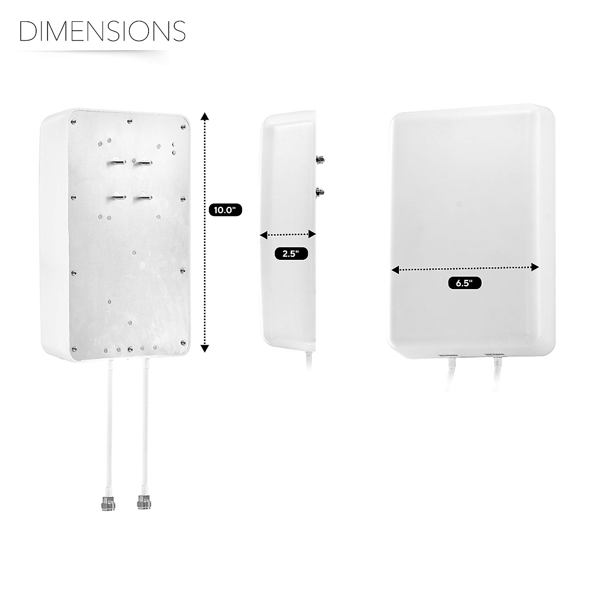 4G LTE Panel MIMO Antenna Kit, Fixed Mount Wide Band MIMO Antenna with Dual Cable SMA Cable Adapters and Mounting Kit, Frequencies 800-2700MHz, 2 x 8dBi Gain