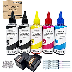 HEMEINY 62XL Ciss Ink Cartridges and Ink Refill Bottles Compatible with HP Envy 5540 5541 5542 5543 5544 5545 5547 5548 5549 5640 5642 5643 5644 5660 5661 5663 5664 5665 7640 7643 7644 7645 Printer