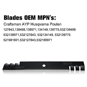 Grasscool 42 inch Mower Mulching Blades for Craftsman LT1000 YT3000 LT2000 T1200 42'' Deck Lawnmower Replace for Poulan 138971 532138971 138498