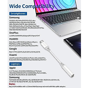 USB C to 3.5mm Headphone Jack Adapter, 2 Pack ENVEL Type C to Aux Audio Cable Compatible with iPhone 15 Pro Max Samsung Galaxy S23 S22 S21 S20 FE Ultra 5G, iPad Pro, Google Pixel 5/6/7