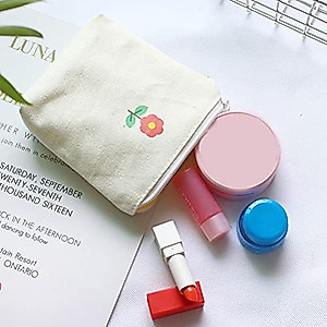 DOITOOL Pouches for Purse Sanitary Napkin Storage Bag Cute Sanitary Pad Pouch Zipper Pouch Coin Purse Mini Canvas Cash Bags Makeup Bag Toiletry Pouch Portable Coin Bags White Purple Green Small Zipper Wallet