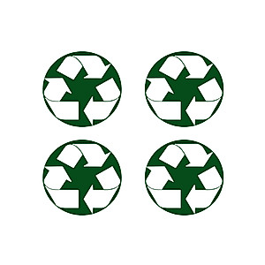 Vinyl Round Recycle Sticker Green Recycle Bin Decal Stickers 3" 4 Pack Trash Can Indoor Outdoor Home Office