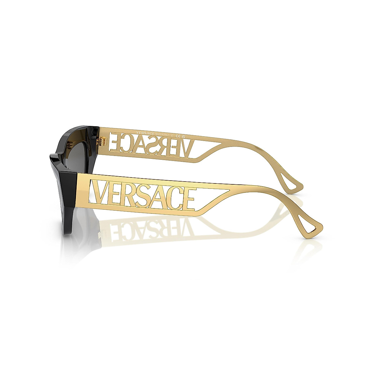 Versace VE 4432U GB1/87 Black/Gold Plastic Fashion Sunglasses Grey Lens
