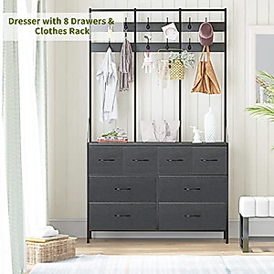 SENSWEET Clothes Rack Heavy Duty Clothing Rack, Clothes Rack with 8 Drawers and 12 Shelves, Clothing Rack Loads 350 LBS Capacity, Portable Adjustable Clothes Rack for Hanging Clothes