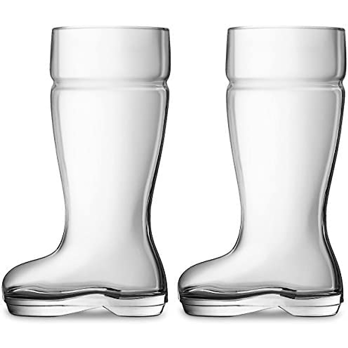 Chefcaptain Boot Mug Set of 2 Huge 1 Liter Glass Beer Mugs Drinking Glasses, Clear, 1 Liter