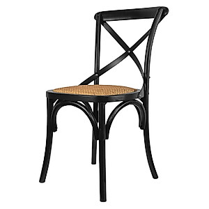 2xhome Set of 2 Black Mid Century Modern Farmhouse Antique Cross Back Chair With X Back Assembled Solid Real Wooden Frame Antique Style Dining Chair Side For Accennt Chair Woven Kitchen Task Work Desk