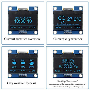 KeeYees WiFi ESP8266 Weather Station Kit for IoT with Tutorial, GY-BME280 Temperature Humidity Atmospheric Pressure Sensor + 1.3" OLED IIC LCD Display + 2 Set Jumper wire