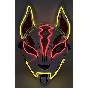 GLDYTIMES Fox Mask Light Up Drift Masks Wolf LED Colour Cosplay Glowing Decorations Masks Gift Costume Child Adult Festival Party Mask