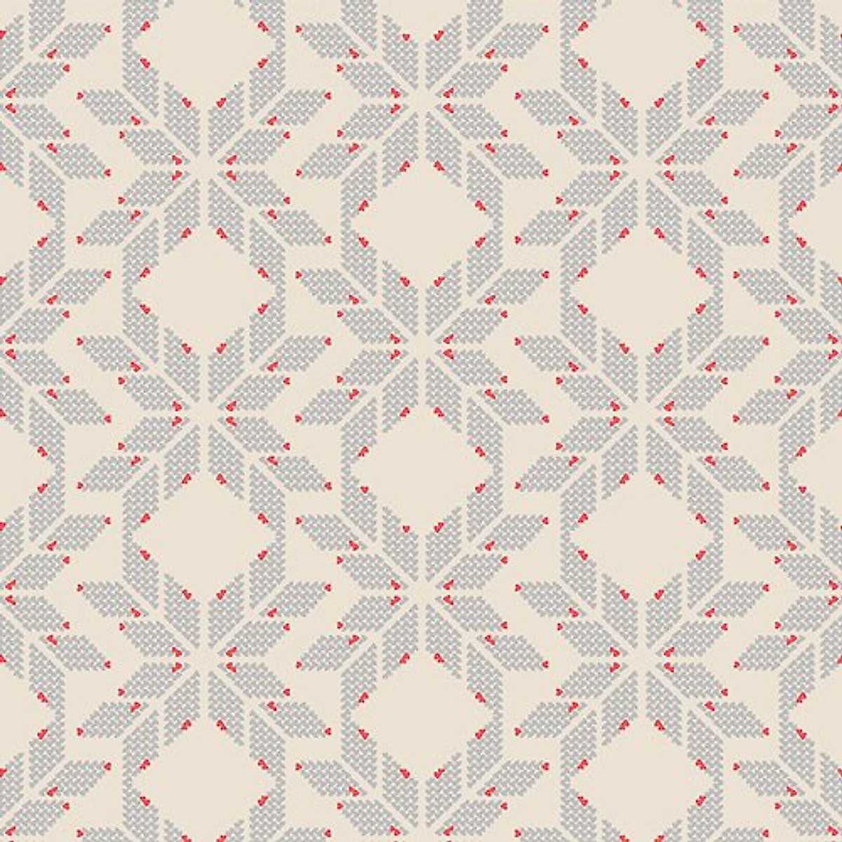 Art Gallery Fabrics Art Gallery Recollection Fairisle Hearts Greige Fabric, White