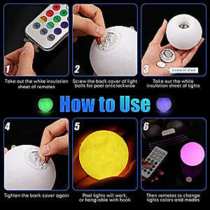 18 Pcs Floating Pool Lights, 3 Inch LED Glow Pool Ball Lights with 3 Timing Remote Waterproof Light up Pool Float Hot Tub Bathtub Night Lights for Pond Fountain Garden Lawn Pool Accessory Party Decor