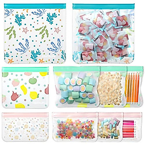 Reusable Ziploc Bags Silicone, Reusable Food Storage Bags-10 Pack BPA FREE Extra Thick Reusable Lunch Bags|2 Reusable Gallon Freezer Bags|4 Leakproof Reusable Sandwich Bags|4 Reusable Snack Bags|