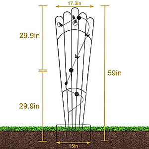 XYADX Meta Detachable Trapezoidal Garden Trellis for Climbing Plants 60 Inches Sturdy Black Patio Plant Support for Indoor Plants Trellis for Rose, Vegetable Flower, Backyard Pack of 2 - Black