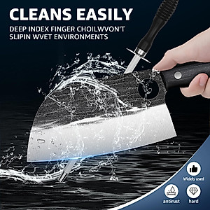 TIVOLI Professional Butcher Knife Set for Meat Processing, 7Pcs High Carbon Steel Hand Forged BBQ Knife Set, Serbian Chef Knife Set with Ergonomic Handles for Kitchen Outdoor Cooking Father's Day Gift