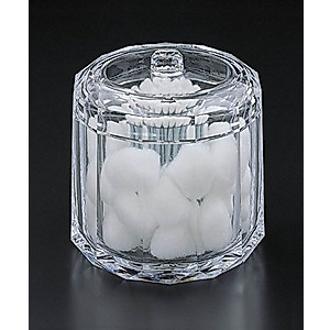 Acrylic Lucite Diamond Line 2-in-1 Cotton Ball and Swab Box with Lid