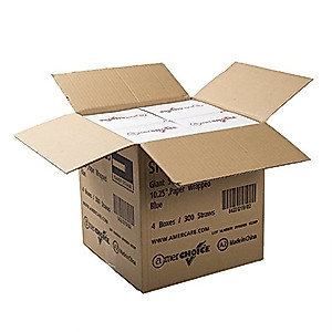 AmerCare 10.25 Inch Giant Blue Paper Wrapped Straws, Case of 1200