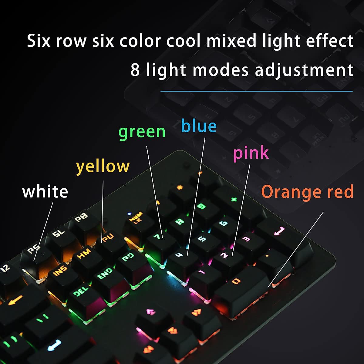 K11 Wired Gaming Keyboard RGB Rainbow LED Backlit Ergonomic Waterproof Mechanical Gaming Keyboard for Desktop, Computer, PC - Black