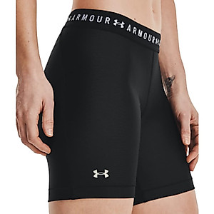 Under Armour Women's HeatGear Armour Middy 5" Shorts (Small, Black/Metallic Silver-001)