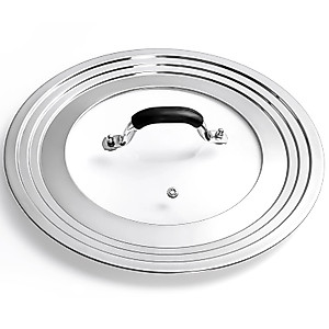 8.25-12.6" Inches Universal Lid for Pans Pots, Universal Pan Lid with Clear Window, Large Stainless Steel Pan Lid Cover for Cast Iron Skillets Frying Pans Woks