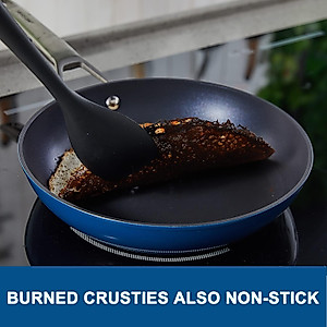 MsMk Non stick frying pan set with lid Blue, 12-inch Durable skillet, Titanium and Diamond Non Stick Non-Toxic Coating From USA, Even Heating, Easy Clean-Up, Comfort Handle, Induction Compatibility