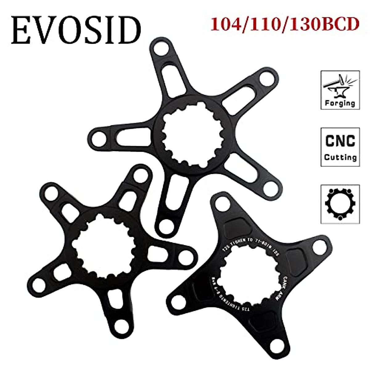 EVOSID 110BCD Conversion Claw 104BCD 5 Claws GXP Crank Turn 130BCD for MTB Road Bike Direct Mount Crank to 110/130BCD 5 Bolt Chainrings (Full Silver-130BCD with 5 Bolt)