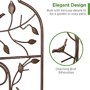 Best Choice Products 60x15in Iron Garden Trellis, Arched Outdoor Decoration w/Branches, Birds for Lawn, Garden, Backyard, Climbing Plants - Bronze