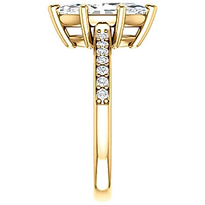 3.0 CT Marquise Colorless Moissanite Engagement Rings, Wedding Bridal Ring, Eternity Solid 10K Yellow Gold Diamond Solitaire 6-Prong Anniversary Promise Gift for Her (7)