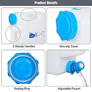 RedSwing 4.9 Gallon/18.5L Portable Water Container with Spigot, Water Storage Carrier for Camping Outdoor Hiking Backpacking, BPA Free