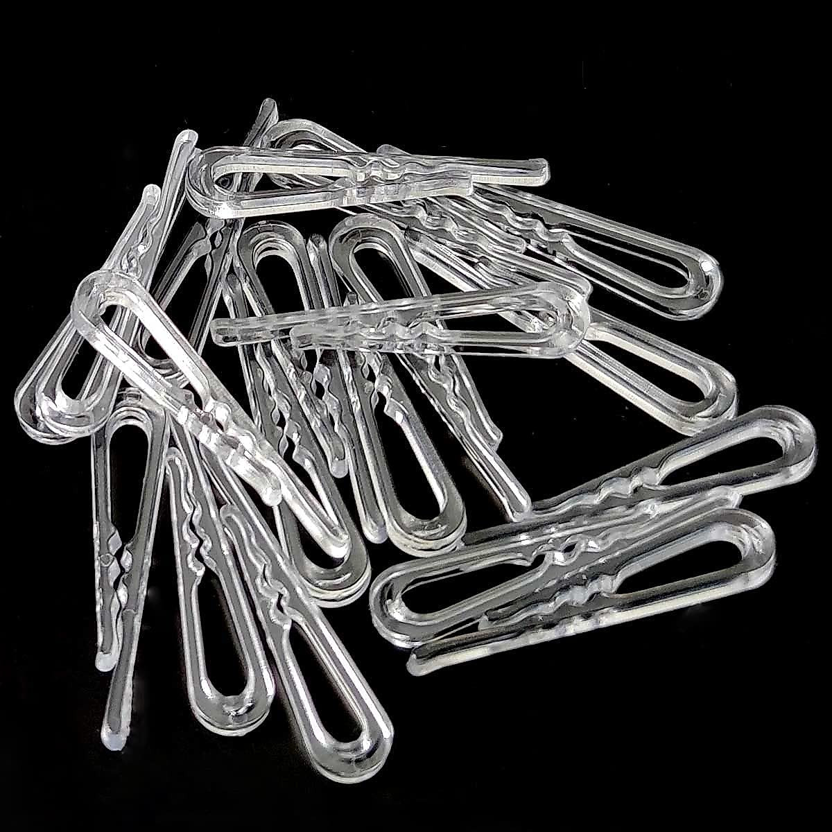 AIMPGSTL 100Pcs Transparent Plastic Alligator Clip 38mm Shirt Fixing Packing Clip U Shape Plastic Clothespins for Ties Socks Pants Shirts