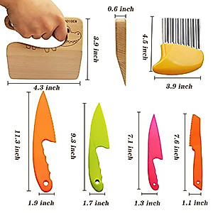 Kasiden Wooden Kids Knife for Cooking,6 Pieces Kid Safe Knives,Serrated Edges Toddler Knife,Potato Slicers Cooking Knives,Kitchen Toy,Chopper,Vegetable and Fruit Cutter (Over 3 Years Old)