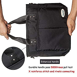 Scorlia Insulated Lunch Bag, Extra Large Lunch Tote Bag With Removable Shoulder Strap, Durable Reusable Cooler lunch Box Bag with Side Pockets, Tall Drinks Holder for Women Men Work, Black