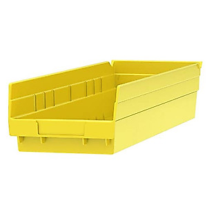 Akro-Mils 30164 Plastic Nesting Shelf Bin Box, (24-Inch x 6-1/2-Inch x 4-Inch), Yellow, (6-Pack)