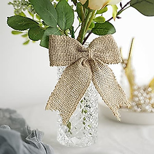 AIMUDI Natural Burlap Bows Rustic Gift Bows Christmas Wreath Bows 4 Inch Handmade Small Burlap Farmhouse Bows for Crafts Gift Wrapping Christmas Tree Wedding Home Decor Thanksgiving - 12 Counts